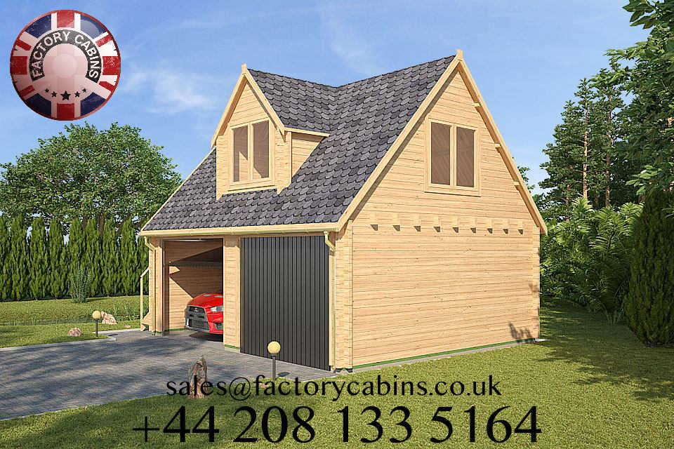 Double Garage with Loft Knight 6m x 5m | Factory Cabins